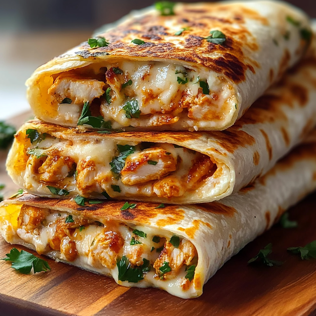 Amazing Ooey-Gooey Cheesy Garlic Chicken Wraps You’ll Devour